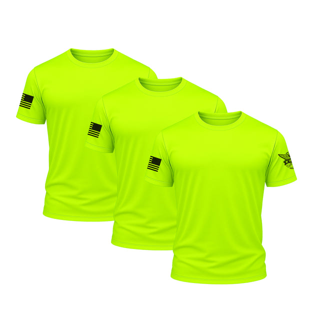 Hi Vis Yellow Performance Shirt Bundle (3 Pack)